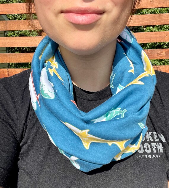 Blue Orange and Yellow Sharks Infinity Scarf Breathable - Etsy