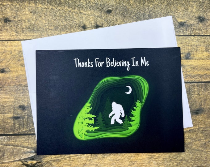 Bigfoot Funny Thank You Card Big Foot Cryptid Appreciation Sasquatch ...
