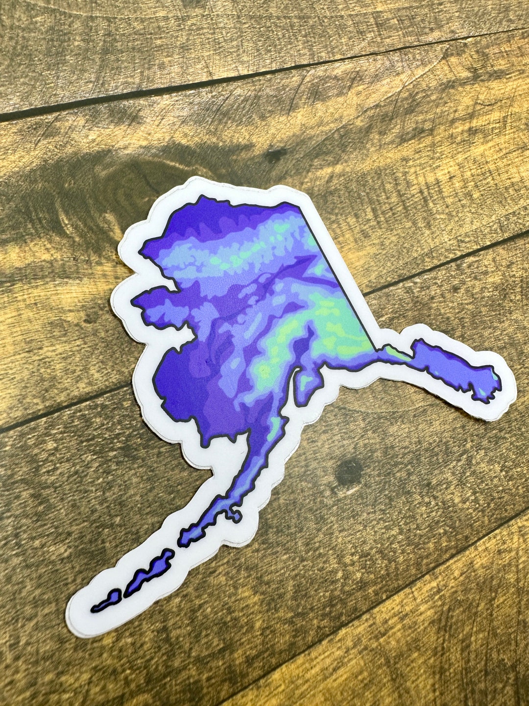 Alaska Sticker Purple and Green Topographical Original Design Artwork ...