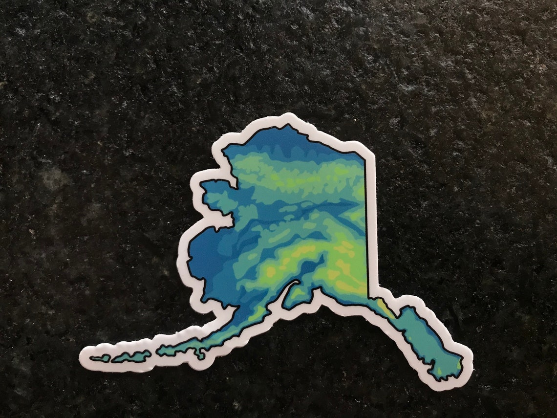 Original Artwork Alaska Topographical Sticker - Etsy
