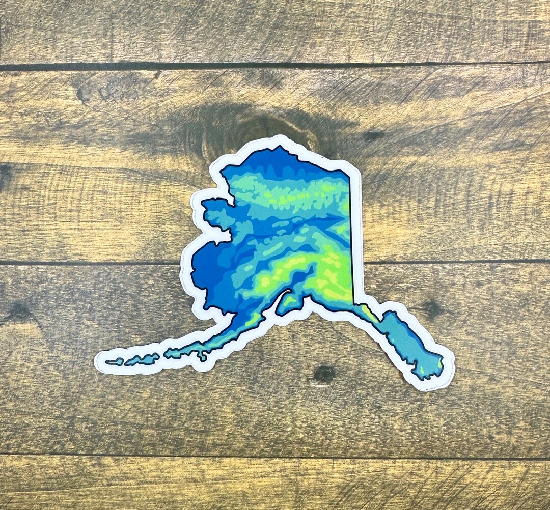 Alaska Sticker Teal and Green Topographic Original Artwork Design ...
