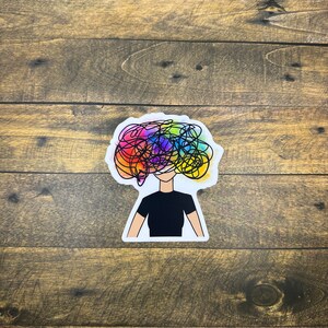Messy Mind Sticker Original Art Portrait Brain Fog Colorful Mental ...