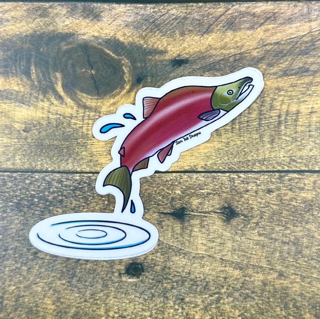 Jumping Salmon Sticker: Waterproof Alaska Fish Art - Etsy