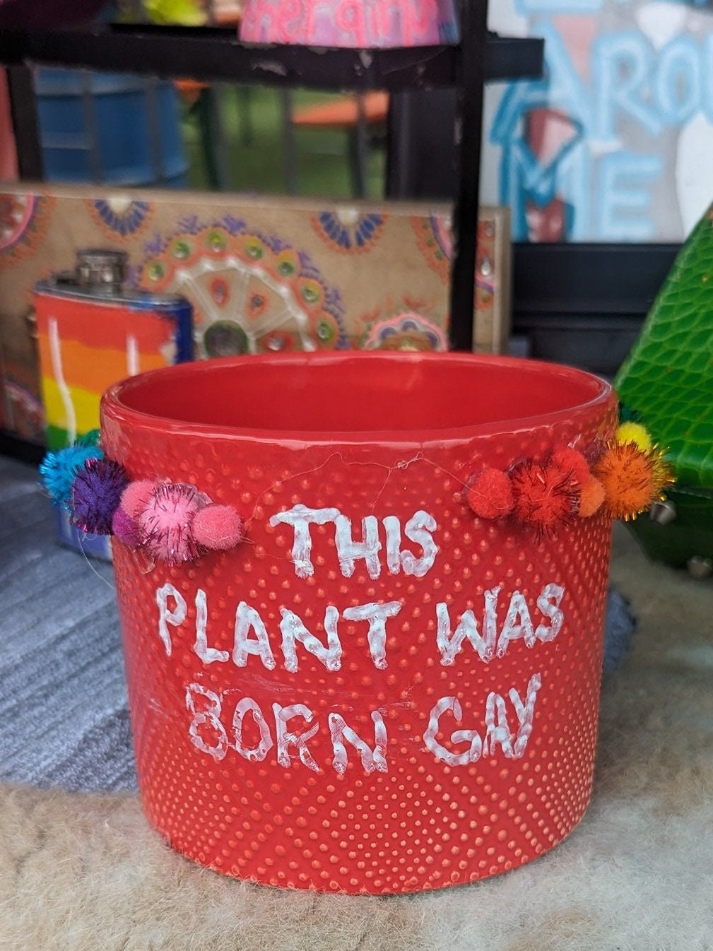 Pride Art for Gay Plants LGBTQ Rainbow Pompom this Plant Was Born Gay ...