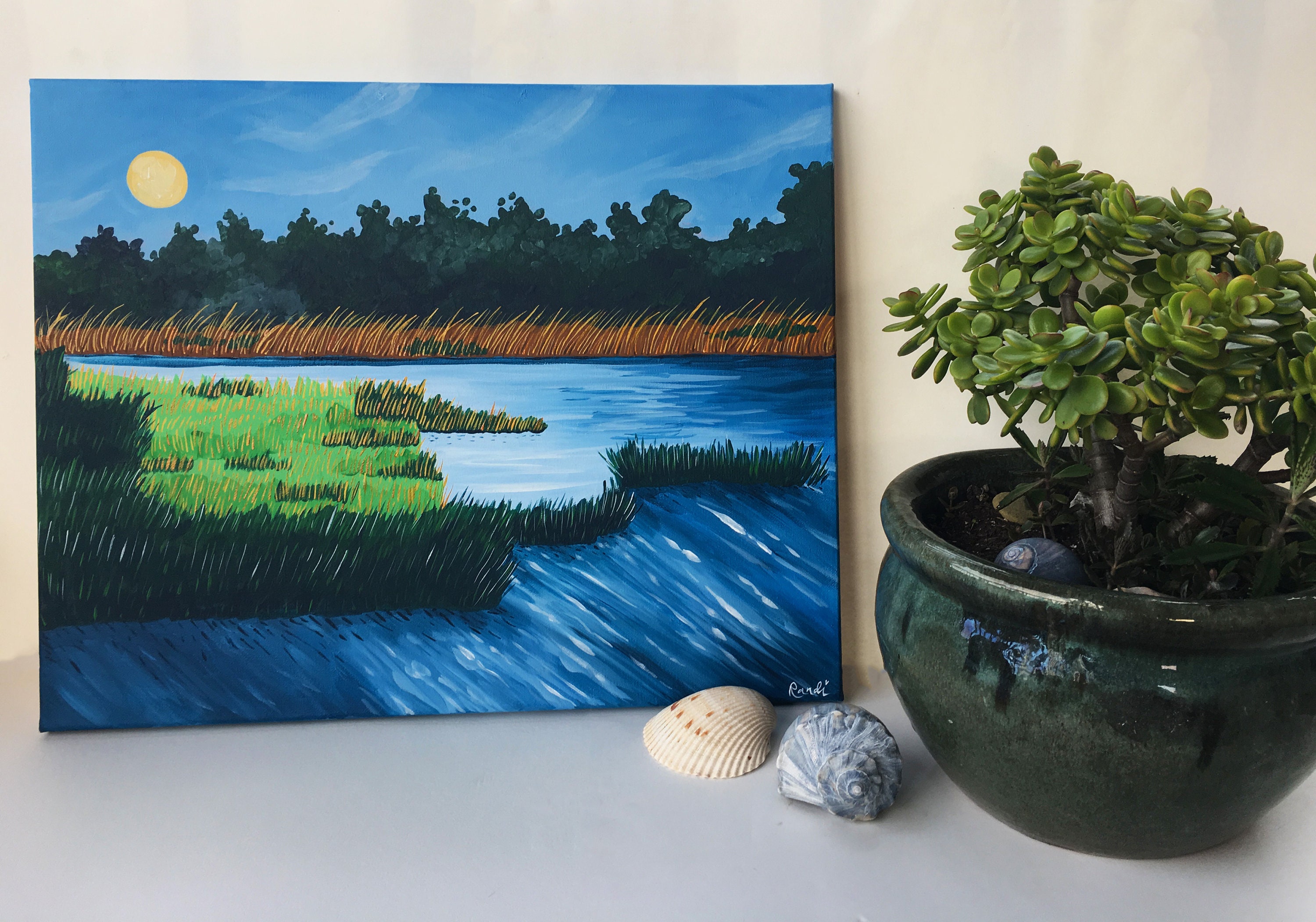 Full Moon in Frisco - Original Painting - Outer Banks Art - Coastal ...