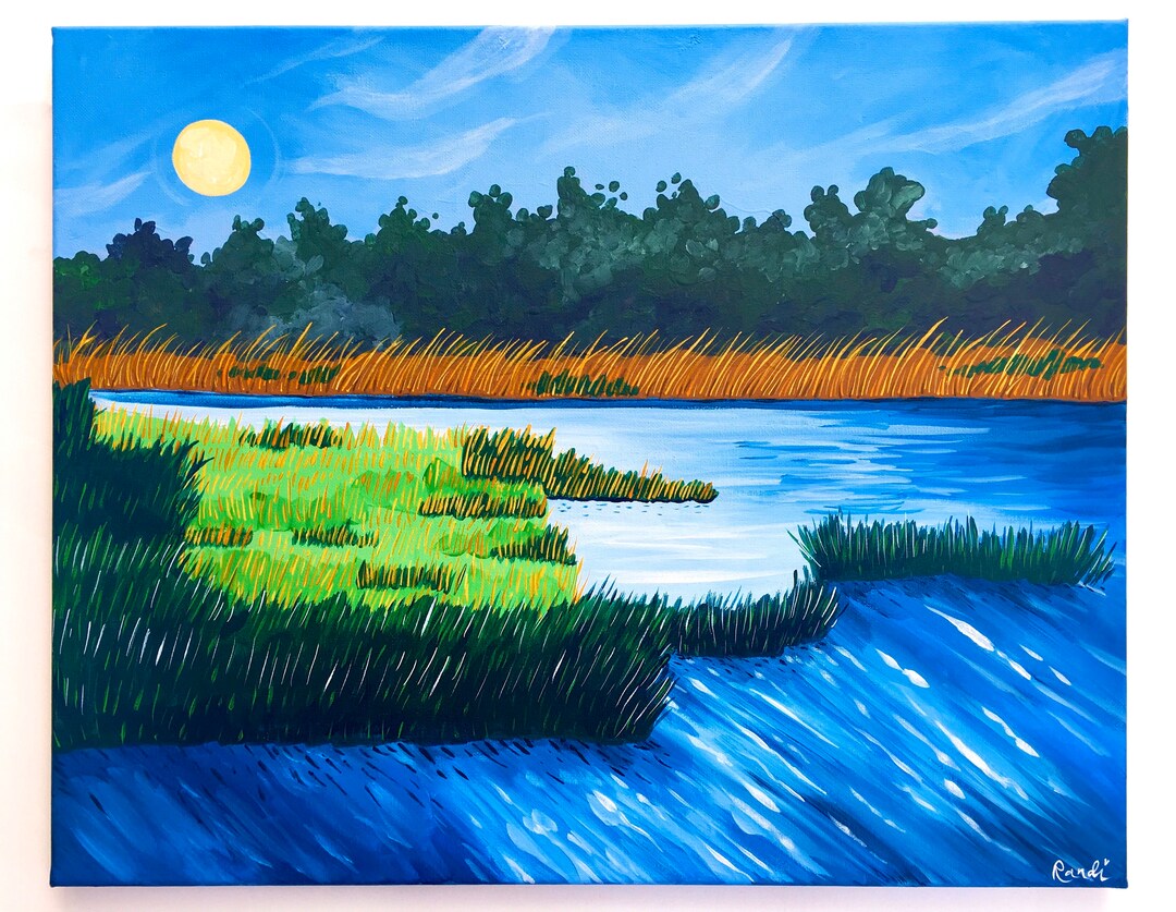Full Moon in Frisco - Original Painting - Outer Banks Art - Coastal ...