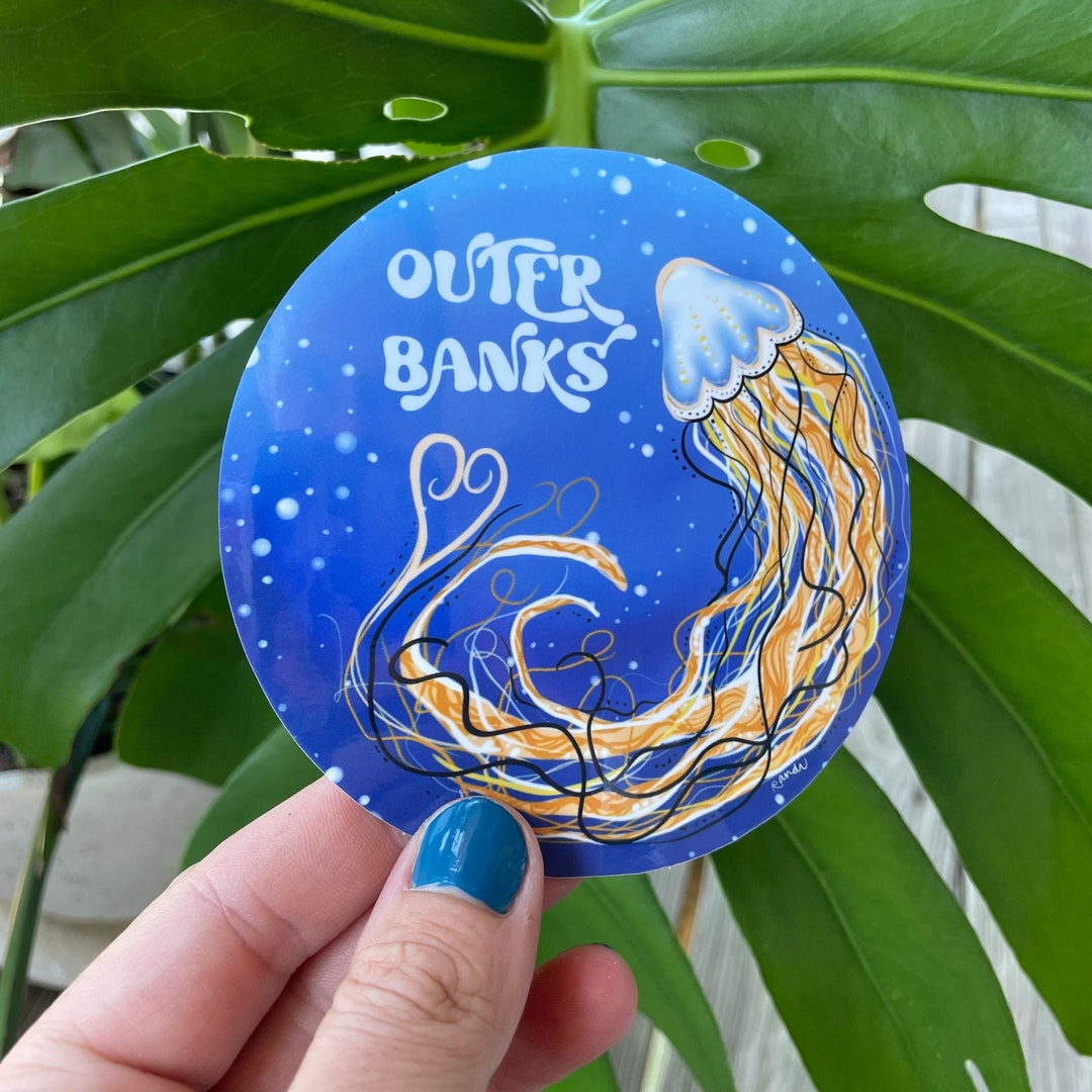 Vinyl Jelly Fish Sticker - "outer Banks” Sticker - Vinyl Beach Sticker ...