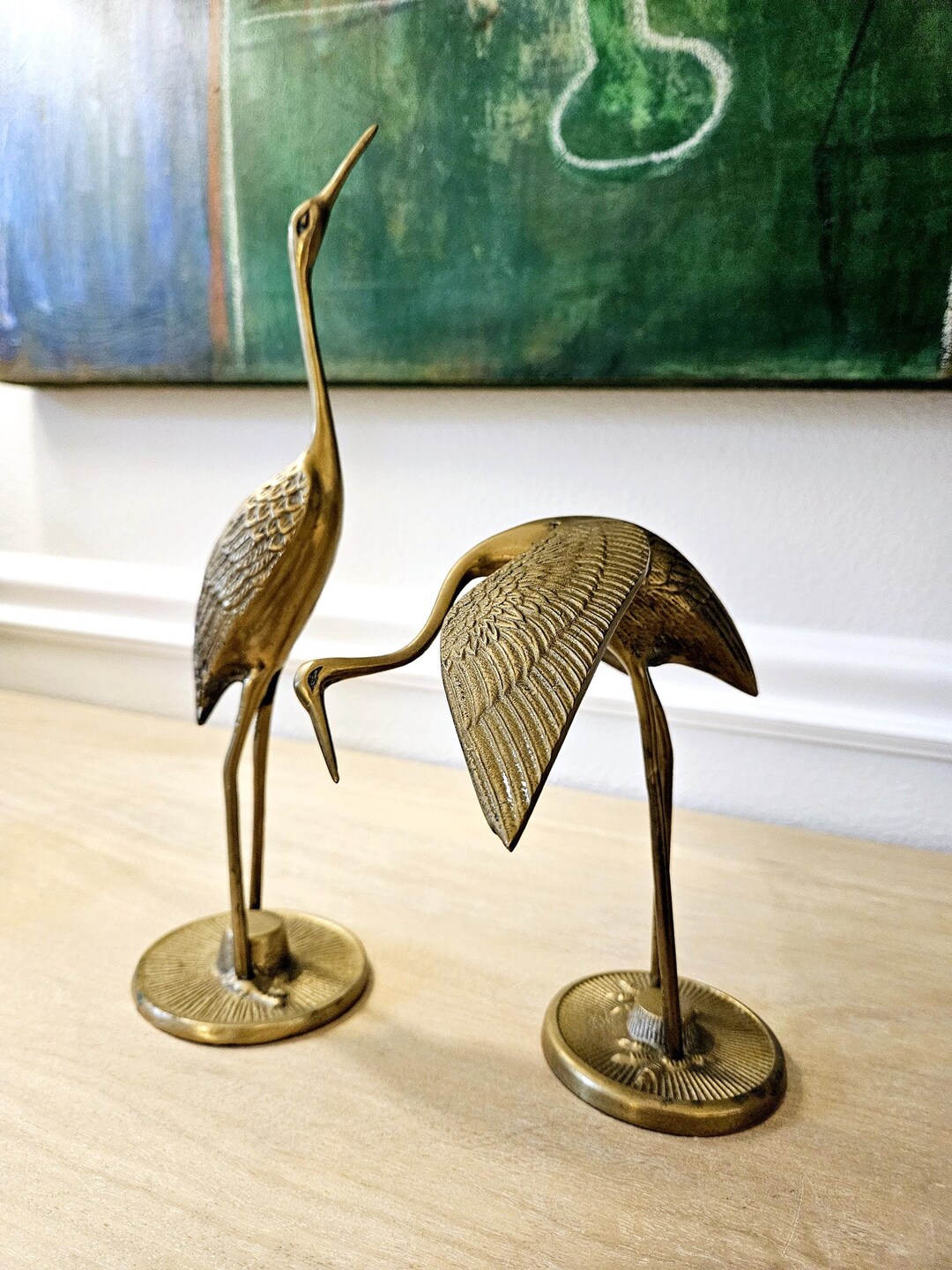 Vintage Leonard Brass Crane Pair Brass Herons - Etsy