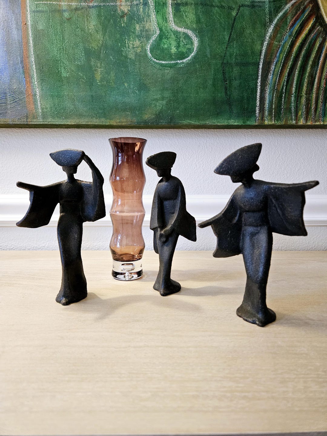 Mid Century Cast Iron Geisha Figurines Set of 3 - Etsy