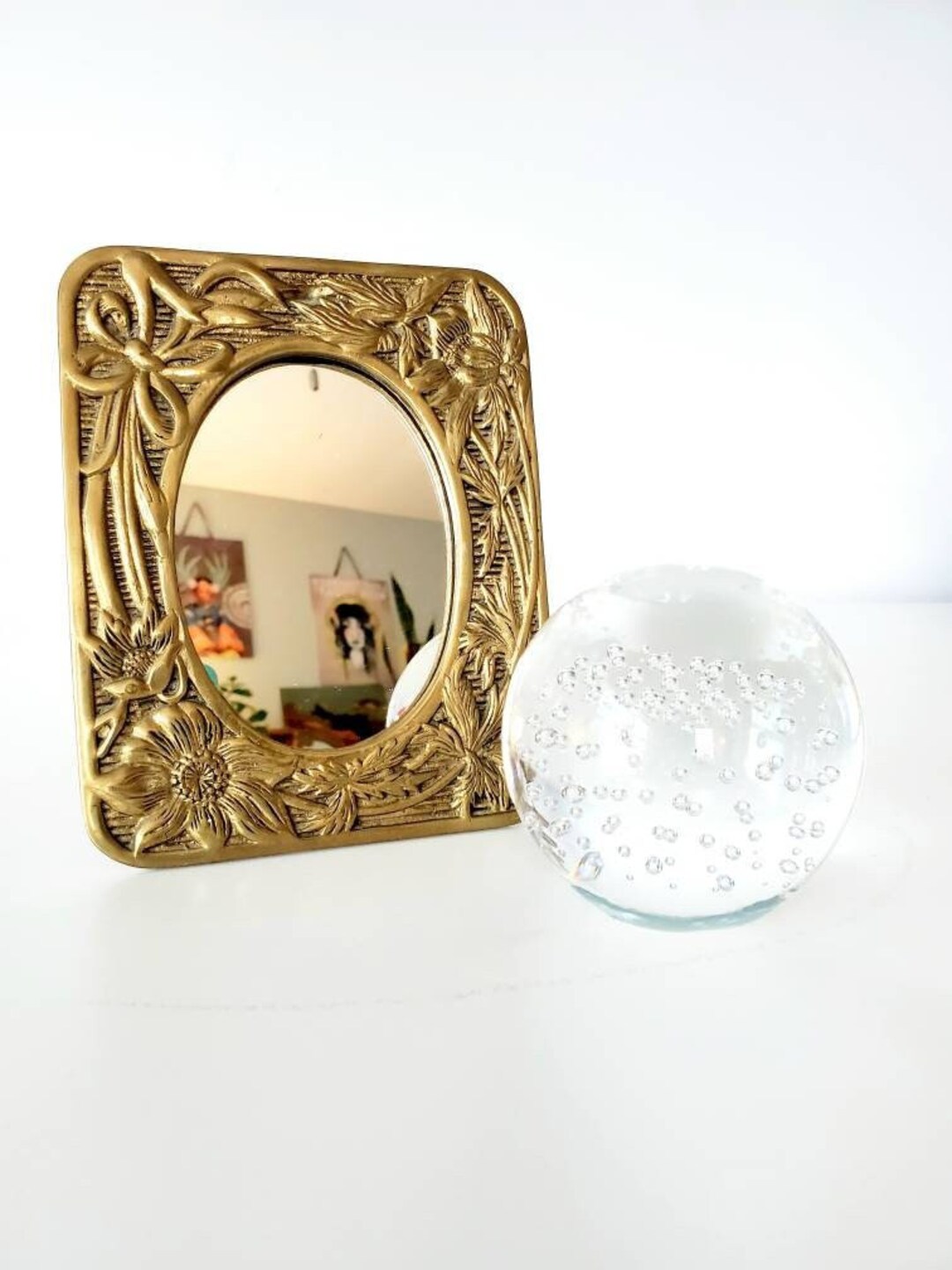 Vintage Brass Art Nouveau Mirror / Picture Frame - Etsy