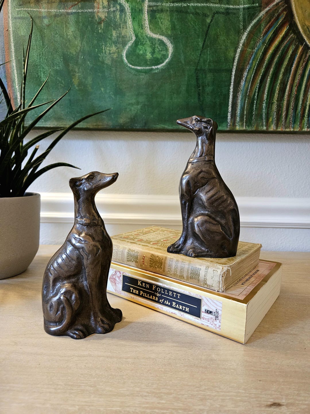 Vintage Sadek Bronze Greyhound Bookend Set - Etsy