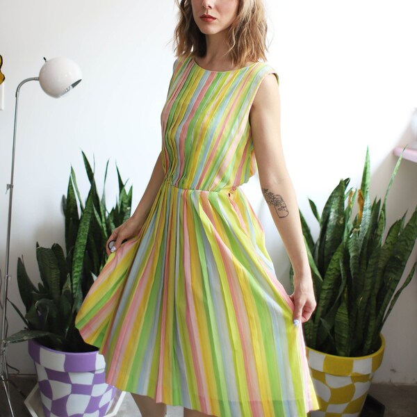 Rainbow Stripe Dress - Etsy