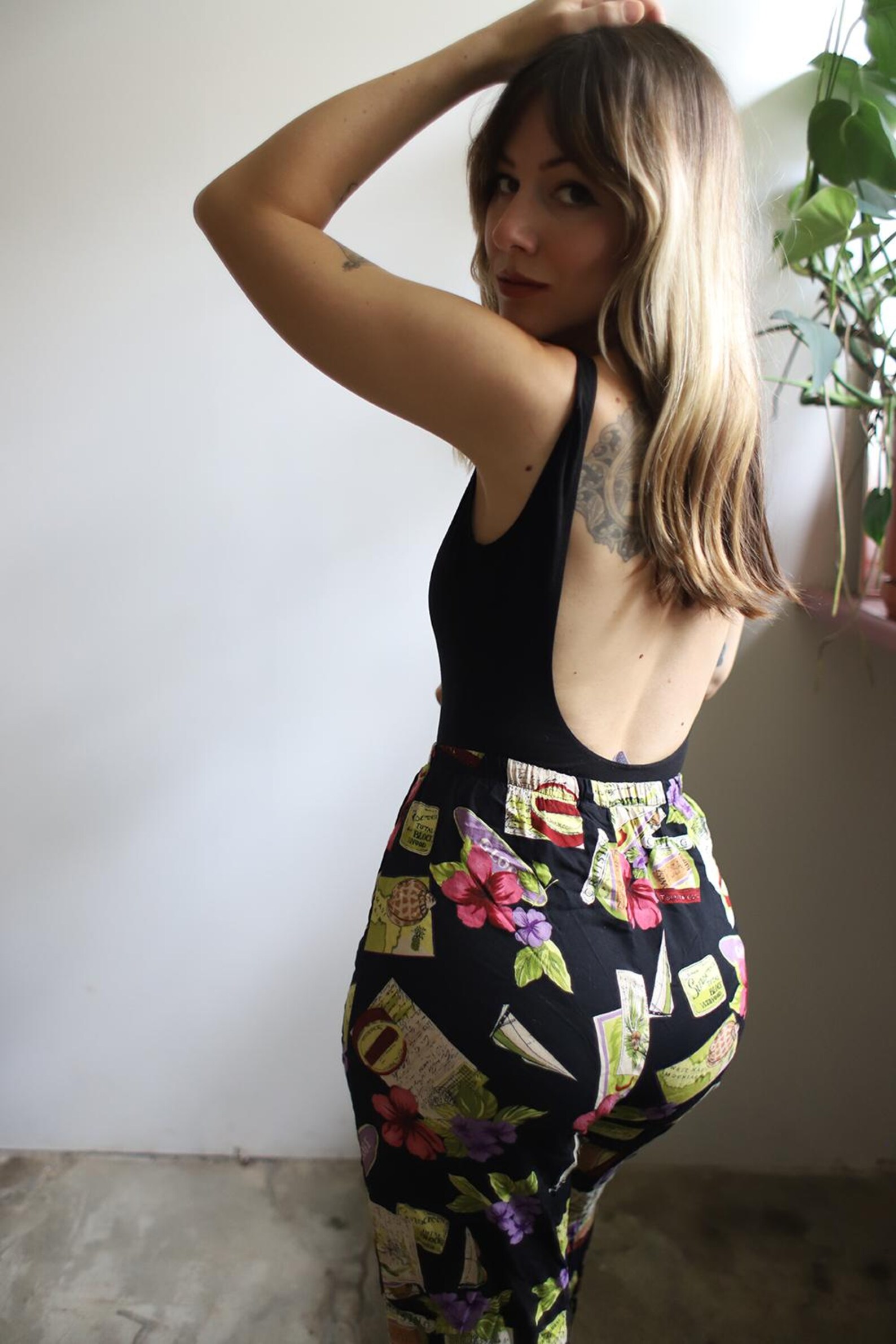 Vintage Novelty Print Rayon Capris: Y2K Tropical Floral Pants - Etsy
