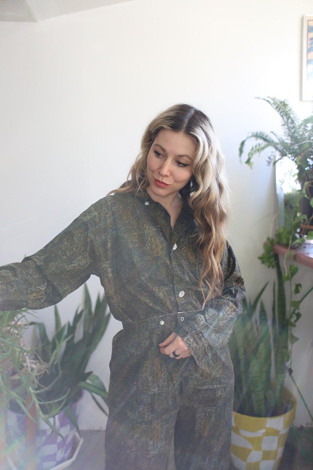 Vintage 1950s 60s Small Faultless Comfobelt Styled by Enro Two Piece Pjs Pajama Set Small Dark ...