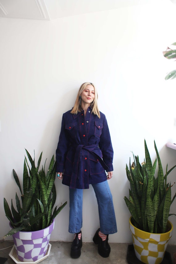 Vintage 1960s Sharpee blue + red trench jacket coat /… - Gem