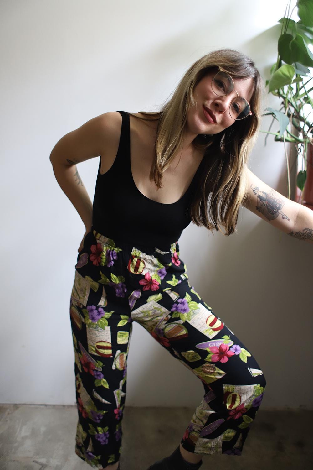 Vintage Novelty Print Rayon Capris: Y2K Tropical Floral Pants - Etsy