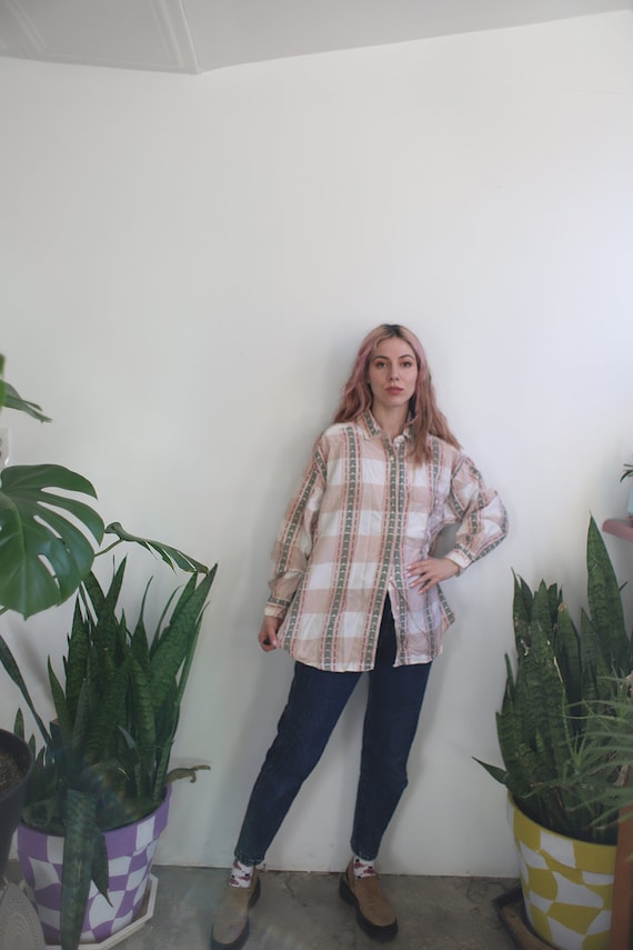 1990s Vintage Beige Long Trench Coat | Size L Relaxed… - Gem