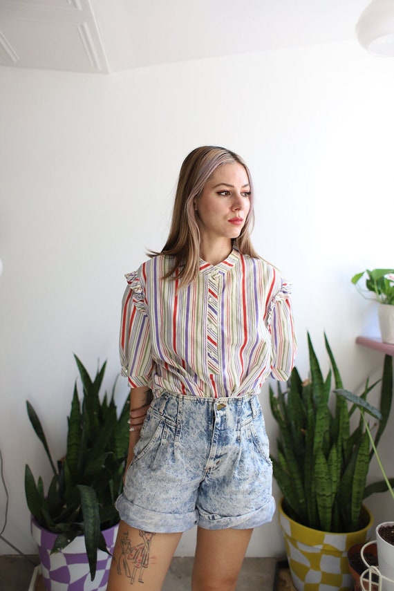 vintage 1980s ruffle blouse - Gem