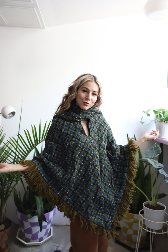vintage 1960s plaid poncho - Gem