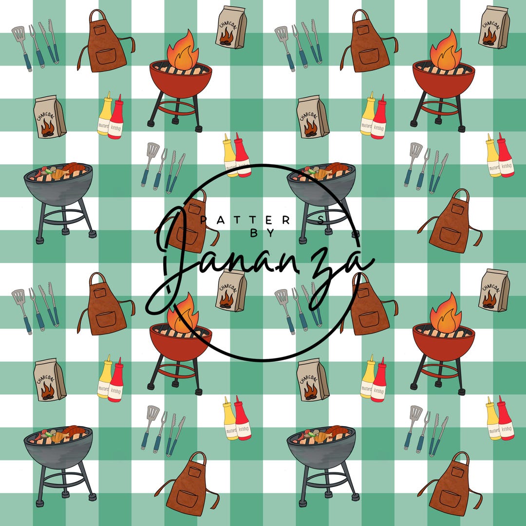 BBQ Seamless Pattern | Grilling Summer Cookout Design | Digital ...