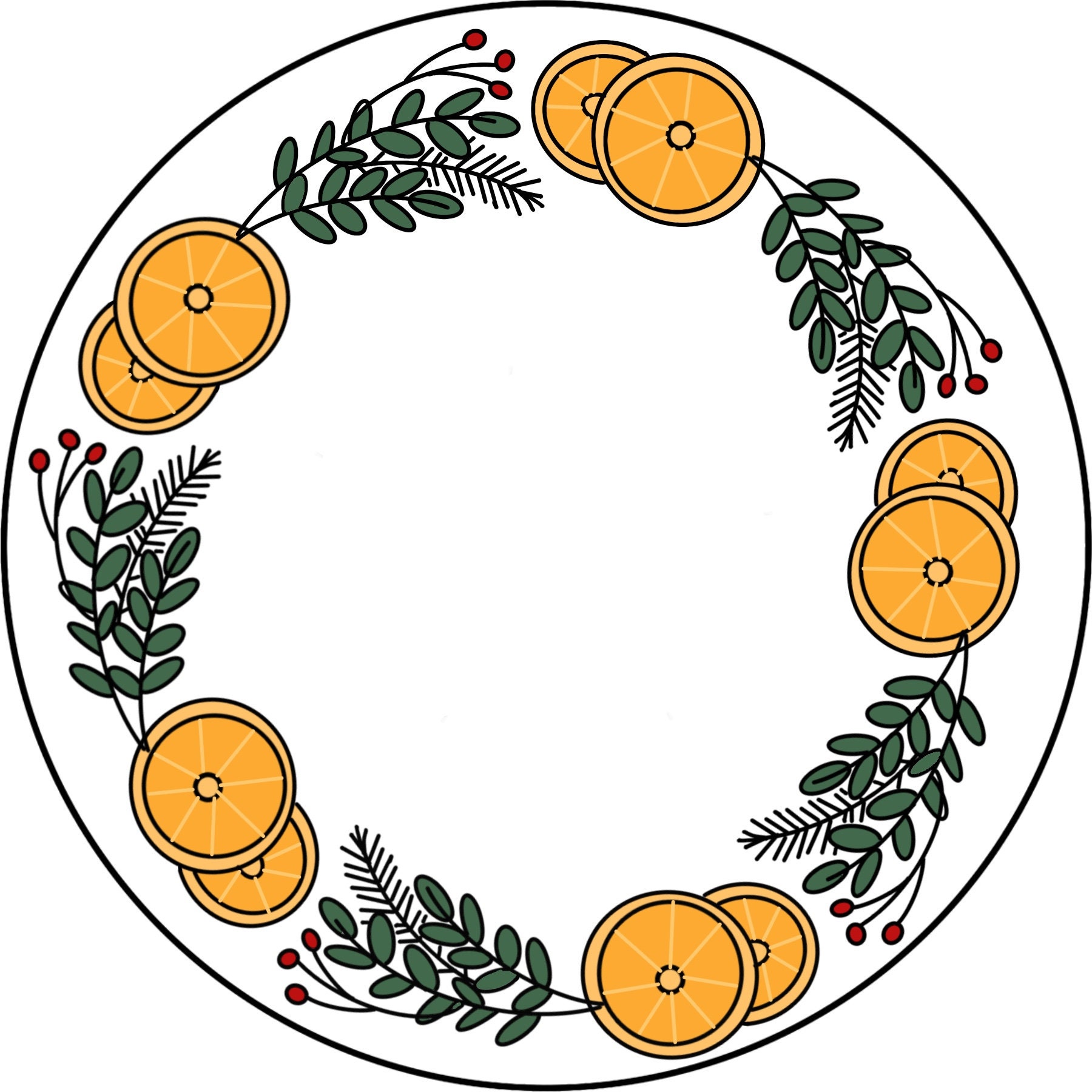 Orange Wreath Hand Embroidery Pattern 6x6 - Etsy