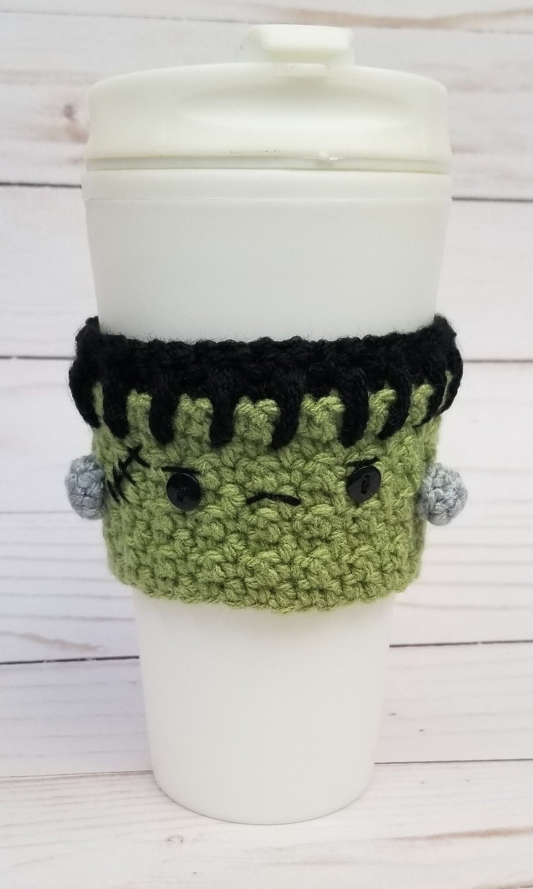 Crocheted Frankenstein Coffee Cup Cozy, Halloween Cozy, Monster Cozy ...