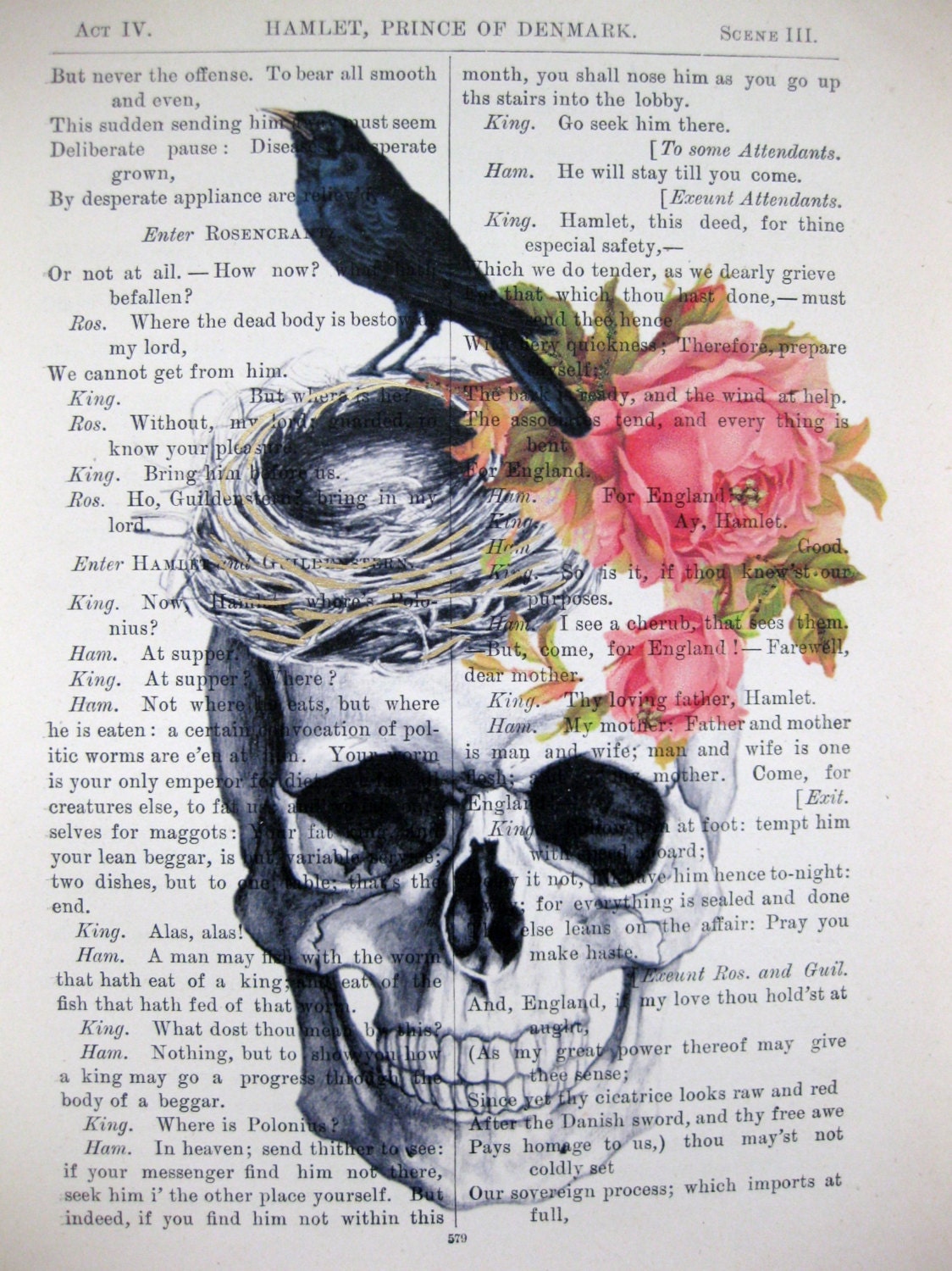 William Shakespeare Book Print ---hamlet the Prince of Denmark Play ...