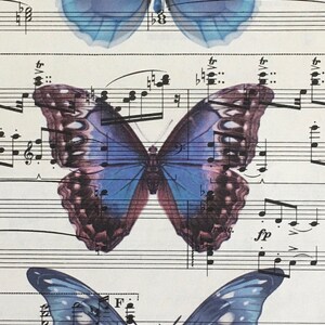 Butterfly Print, Blue Butterfly, Music Sheet Print, Music Prints ...