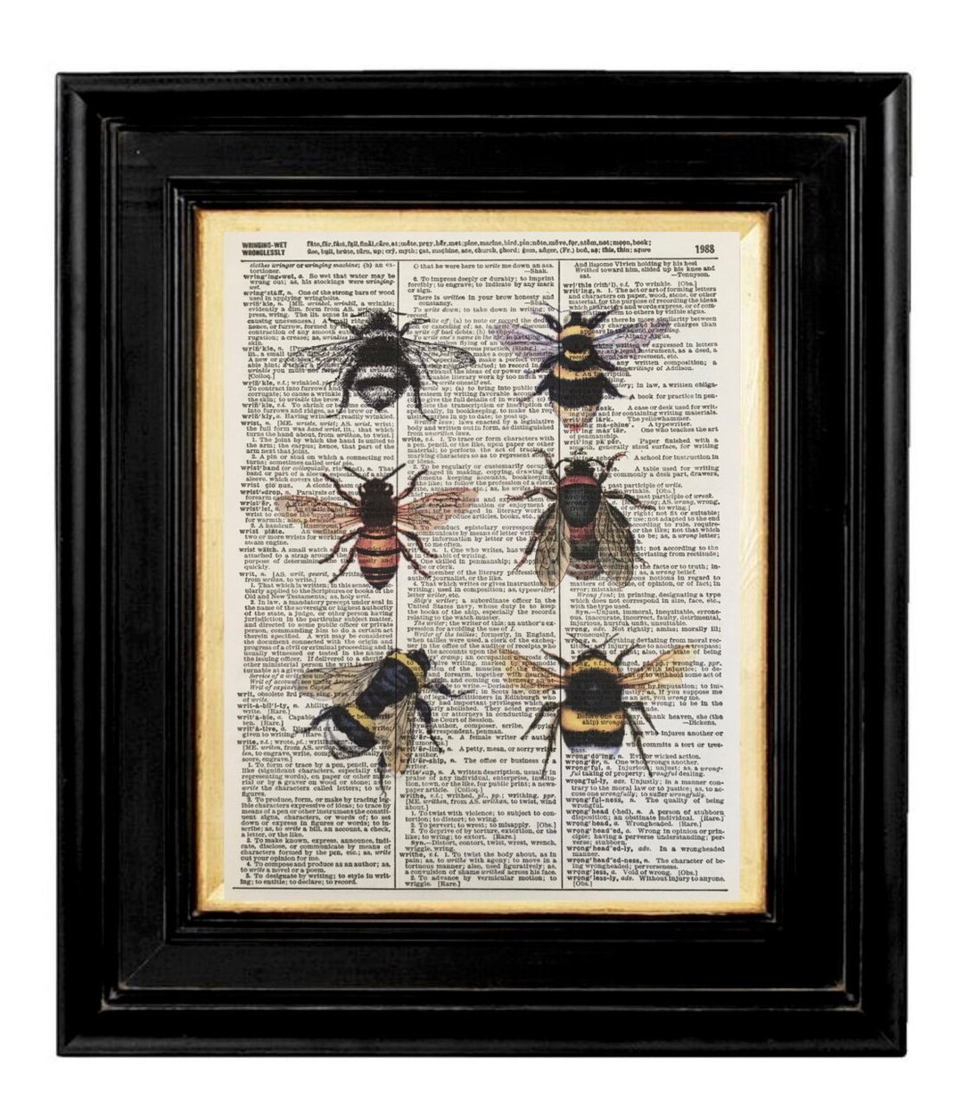 Honey Bees, Honey Bee Art,honey Bee, Collage Mixed Media, 8x10 Vintage ...