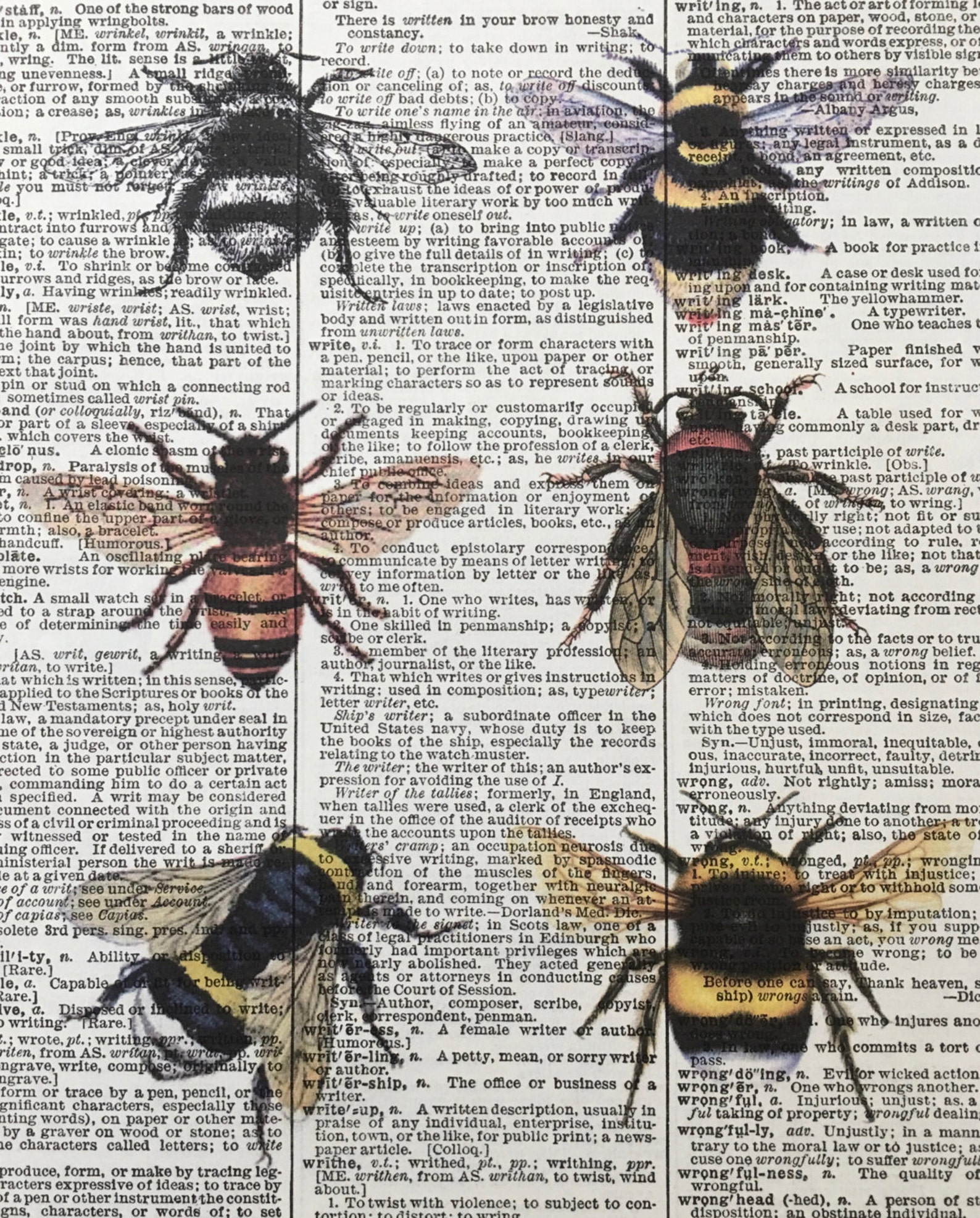 Honey Bees Honey Bee Arthoney Bee Collage Mixed Media 8x10 | Etsy