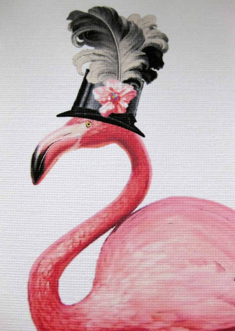 Pink Flamingo "her Top Hat" Mixed Media Print, Pink Flamingo With Boots ...