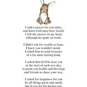 A Simple Prayer Quote, 8x10 Print, I Said a Prayer Today, Bunny Art ...