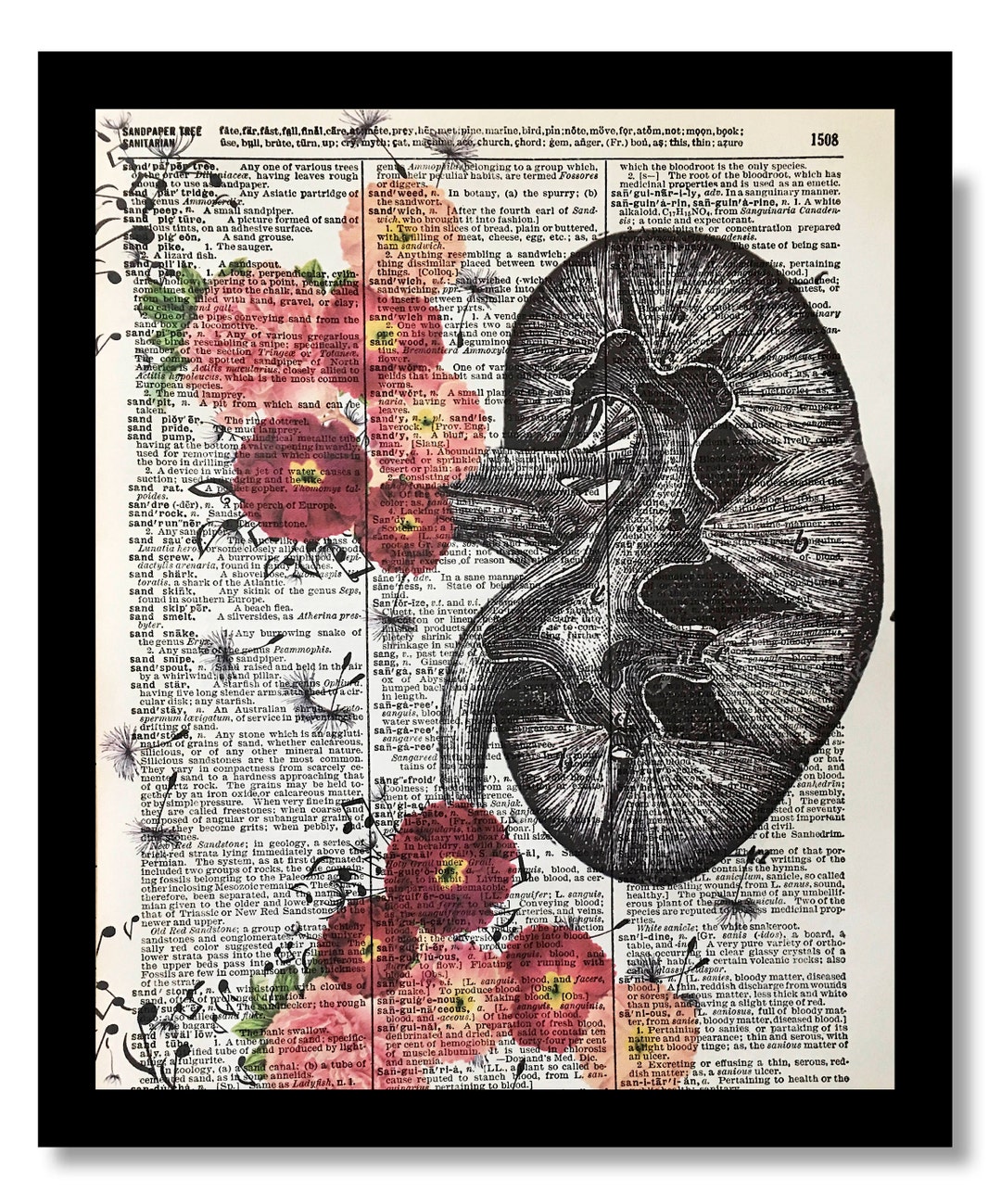 Anatomical Flower Kidney, Kidney Flower Print, Medical Print ...
