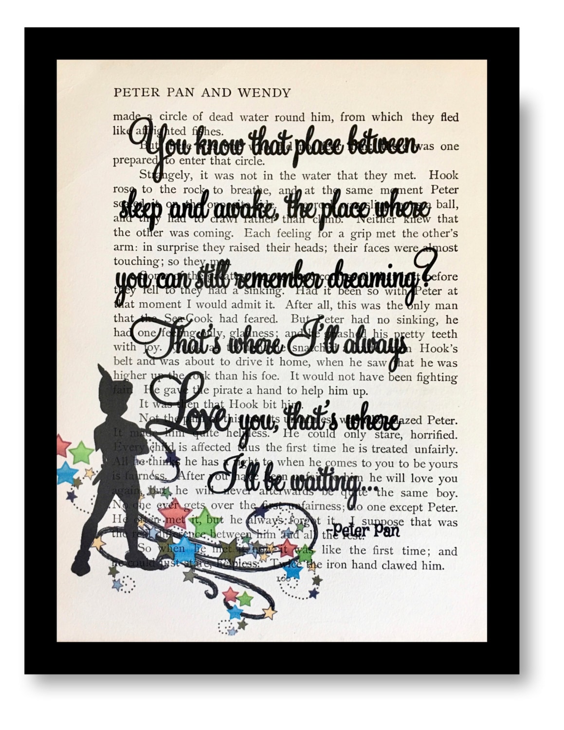Peter Pan & Wendy Book Page That's Where I will be | Etsy