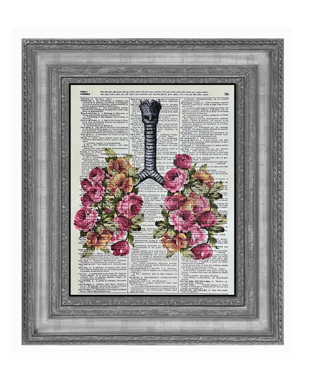 Anatomical Lung, Lung With Flowers, 8x10 Dictionary Page, Book Art ...