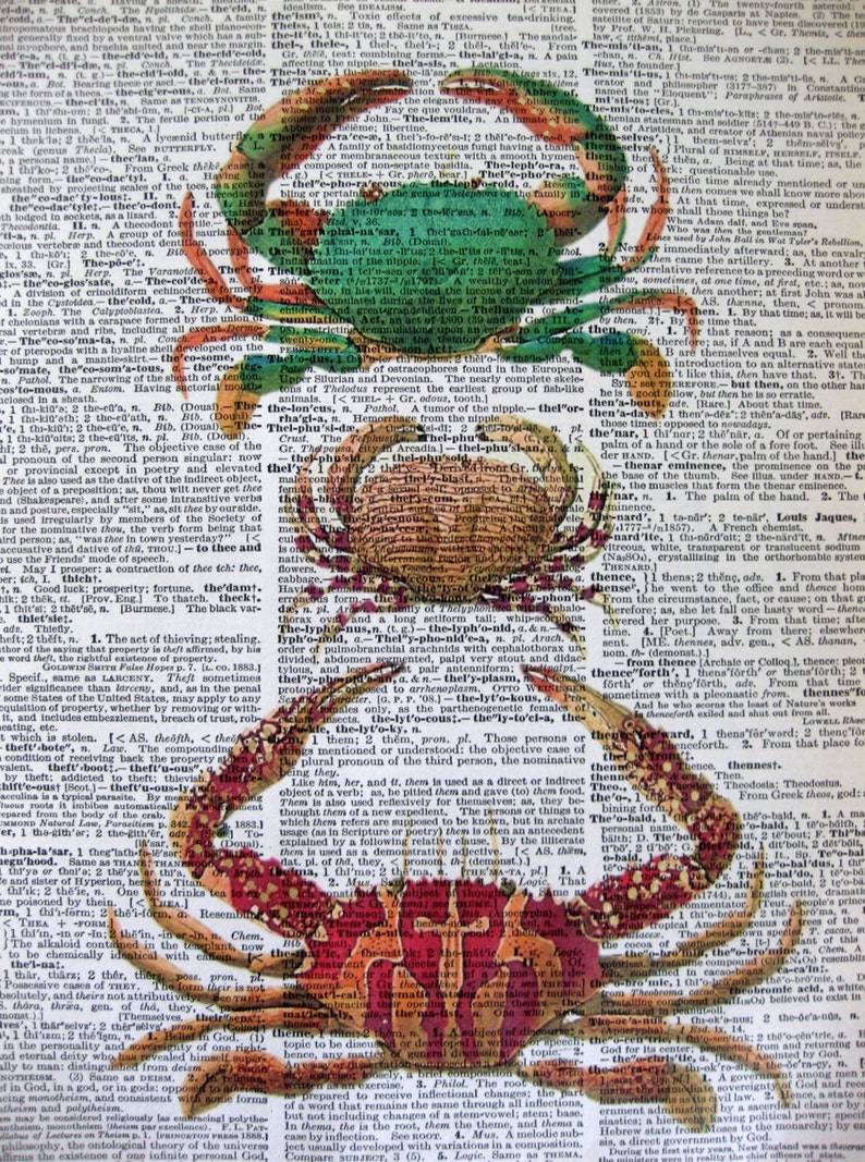 Lovely Crab Art Print-Crab Marine Life Print Mixed Media | Etsy