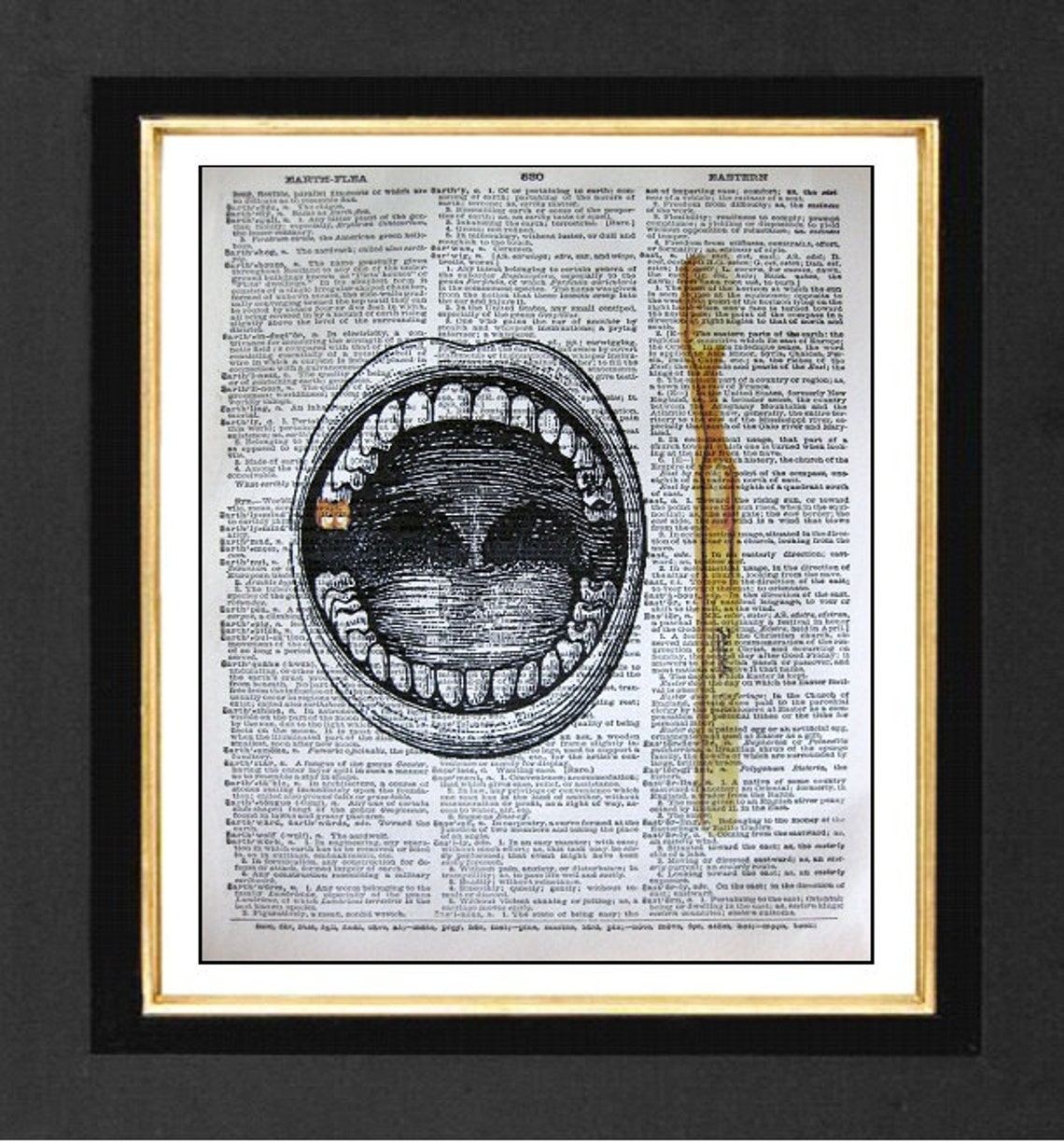 Gold Toothbrush Golden Years ORIGINAL ARTWORK | Etsy