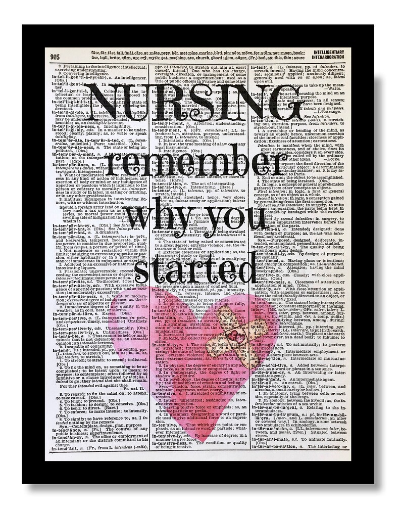 Nursing Print, Remember Why You Started, Vintage Dictionary Art - Etsy