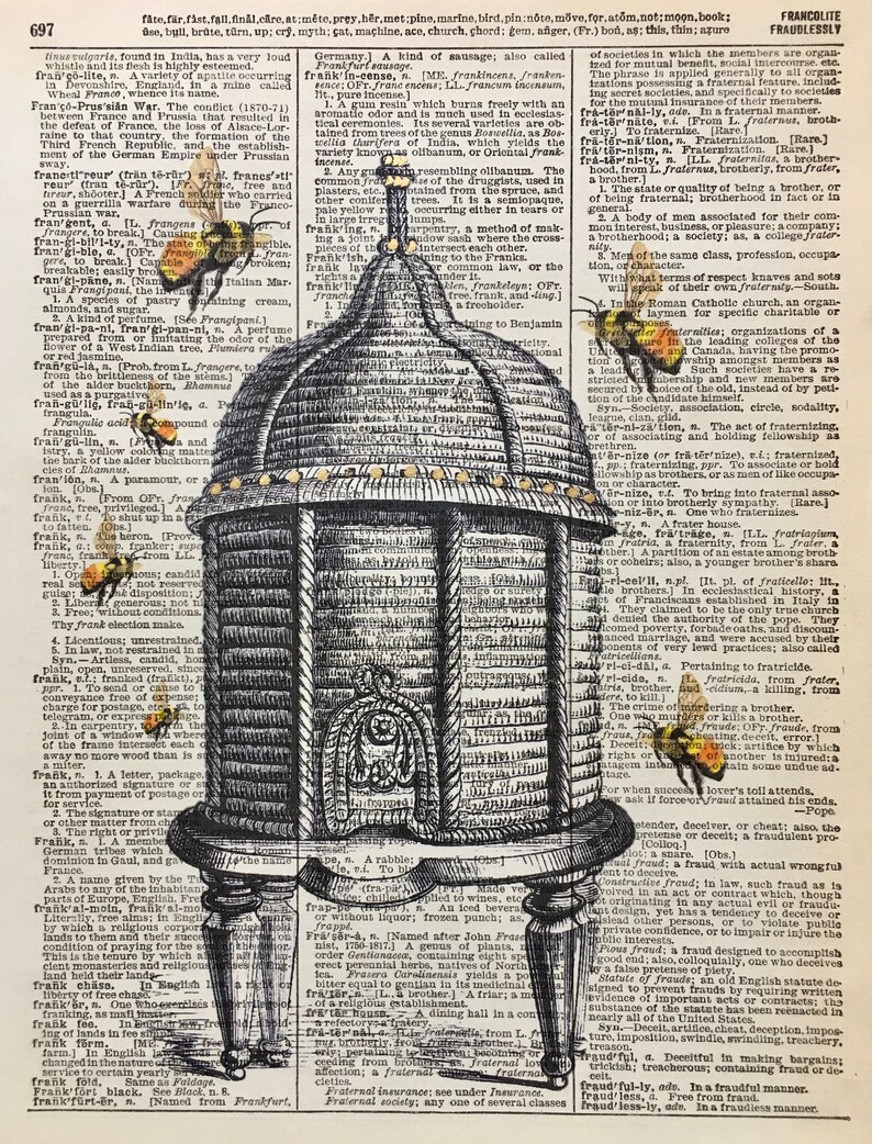 Bees Vintage Bee Print Vintage Art Dictionary Art - Etsy
