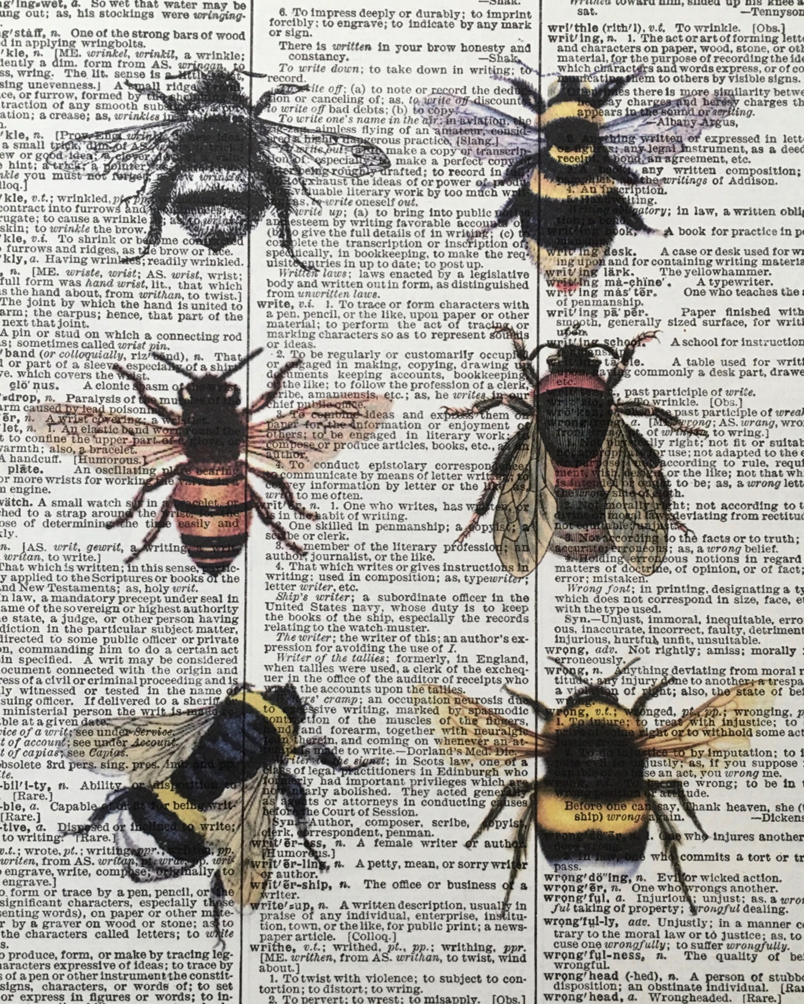 Honey Bees Honey Bee Arthoney Bee Collage Mixed Media 8x10 | Etsy