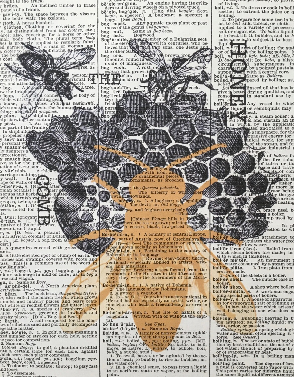 Vintage Bee Hive Queen Bee Honey Bee Wall Print Honey Bee - Etsy