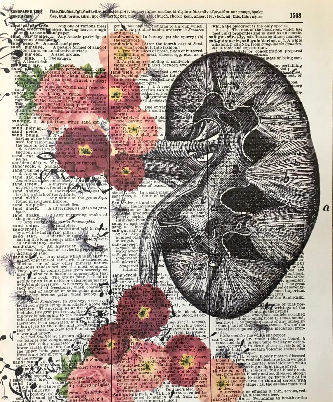 Anatomical Flower Kidney, Kidney Flower Print, Medical Print ...