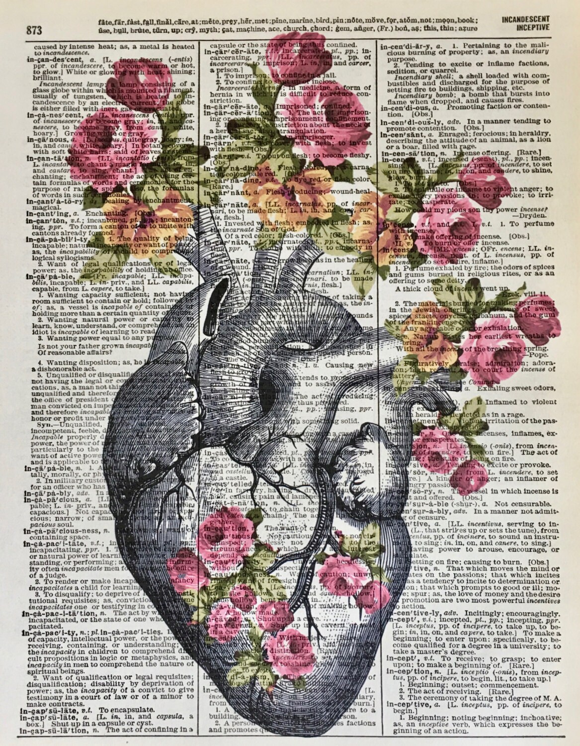 Anatomical Heart, Human Heart With Flowers,cardiology Gifts, Cardiology ...
