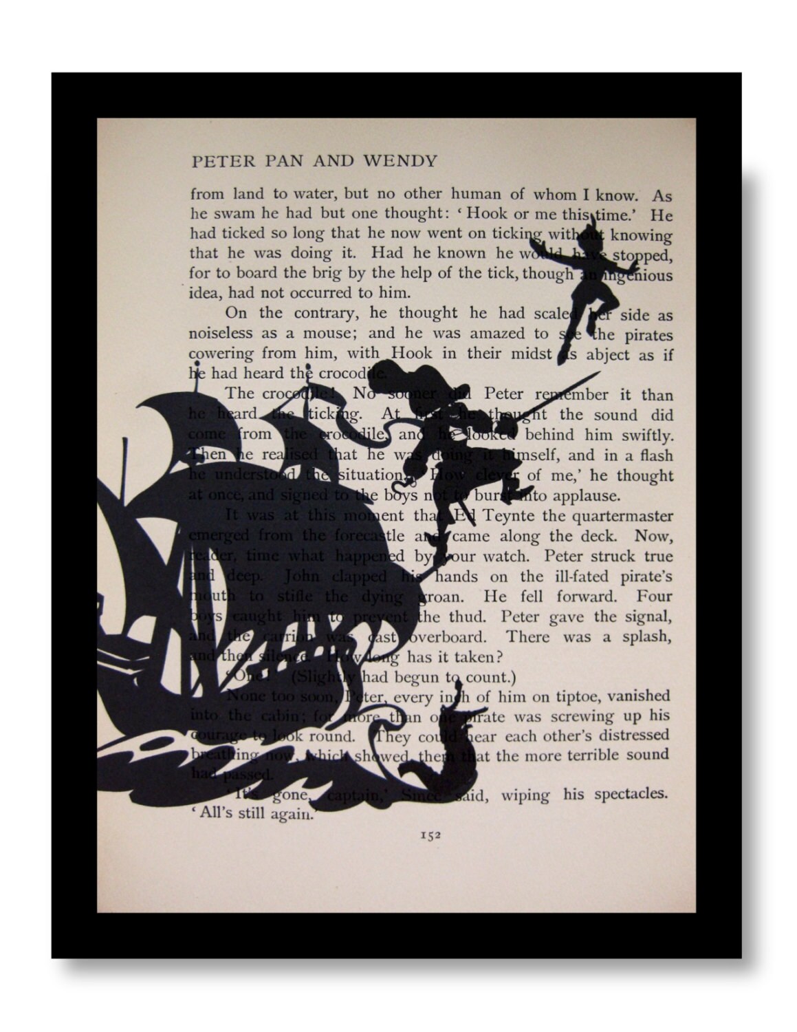 Vintage Peter Pan and Wendy Book Page Hook Or Me | Etsy