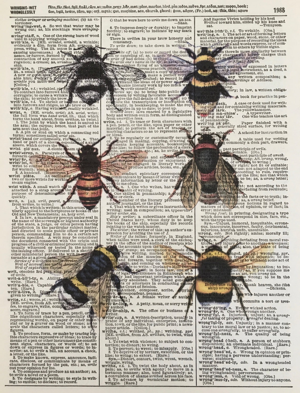 Honey Bees Honey Bee Arthoney Bee Collage Mixed Media 8x10 | Etsy