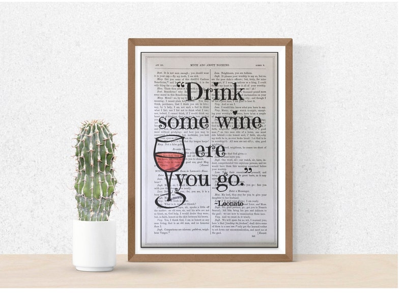 Shakespeare Quote Play Quote drink Some Wine Ere You - Etsy