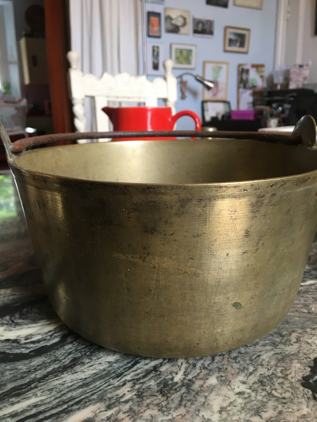 Antique English Vintage Copper Jam Cauldron Pan With Wrought Iron ...