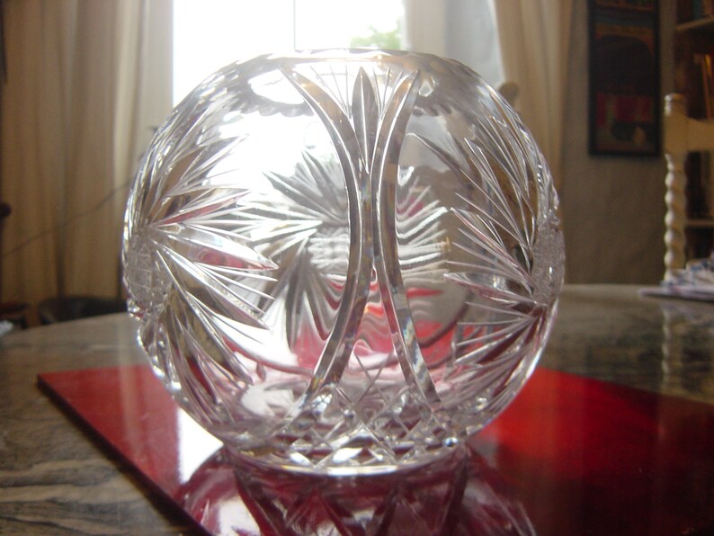 Incredible Vintage Large Heavy Cut Glass Vase Crystal Rose - Etsy