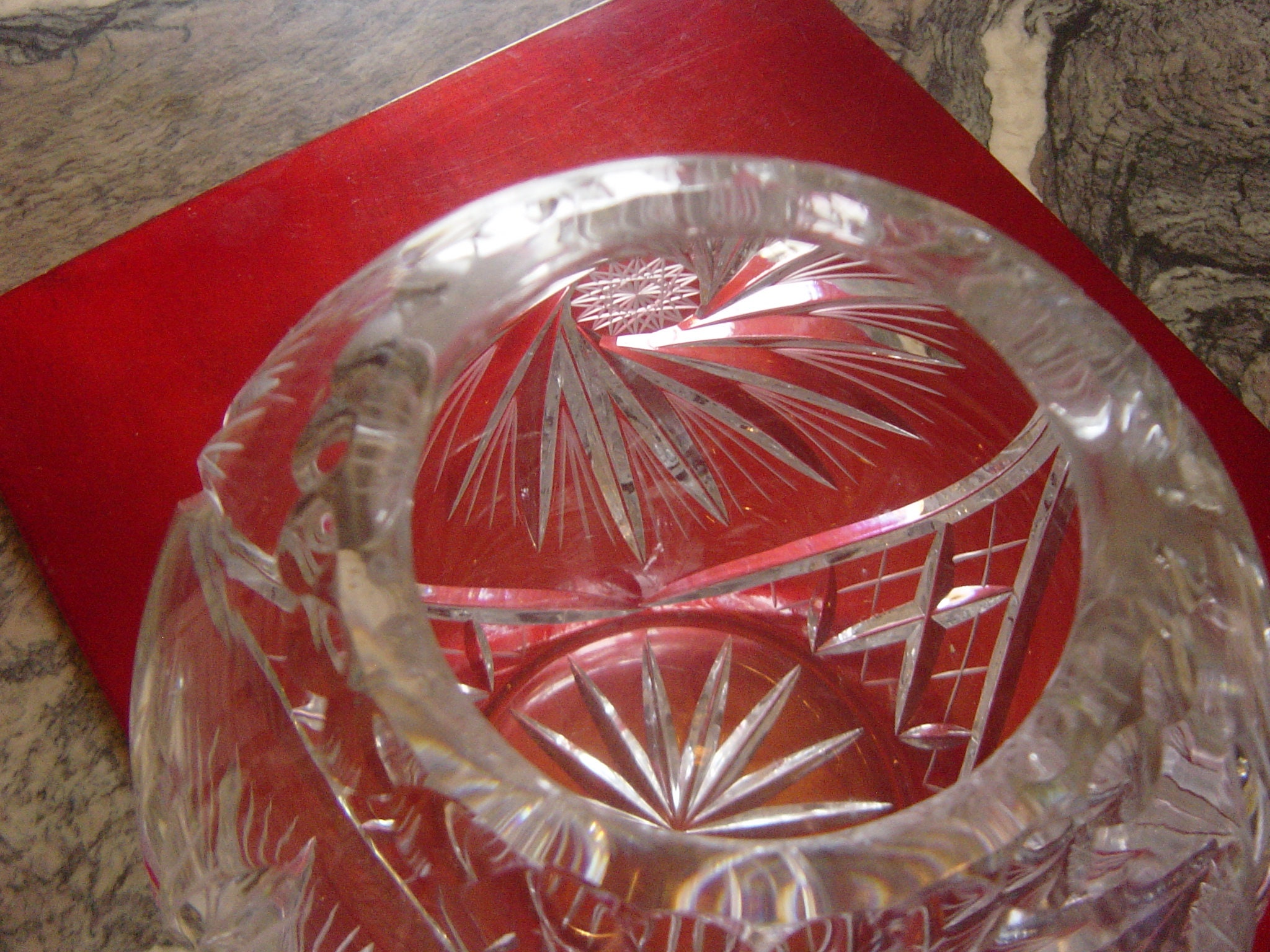 Incredible Vintage Large Heavy Cut Glass Vase Crystal Rose - Etsy