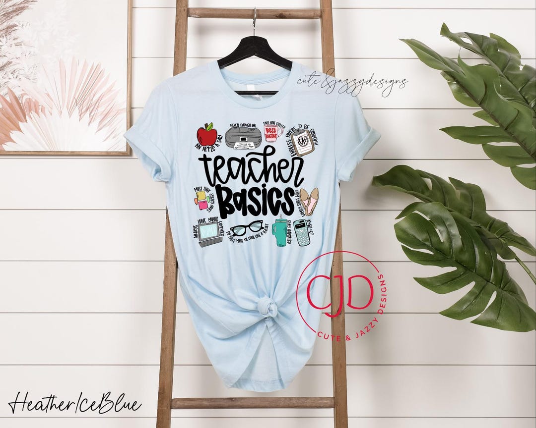 Teacher Basics School Tools Teaching Educator Personalized Custom DTF ...